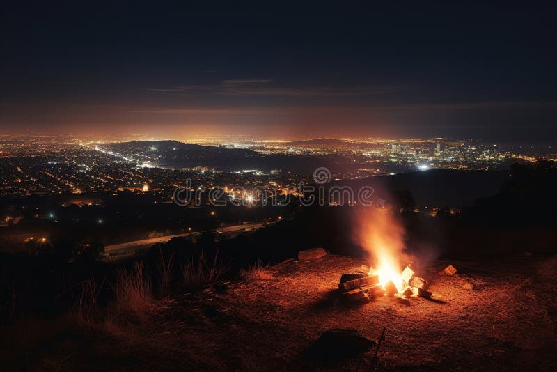 Close-up Photo of Campfire with Beautiful Nature View. Generative Ai ...