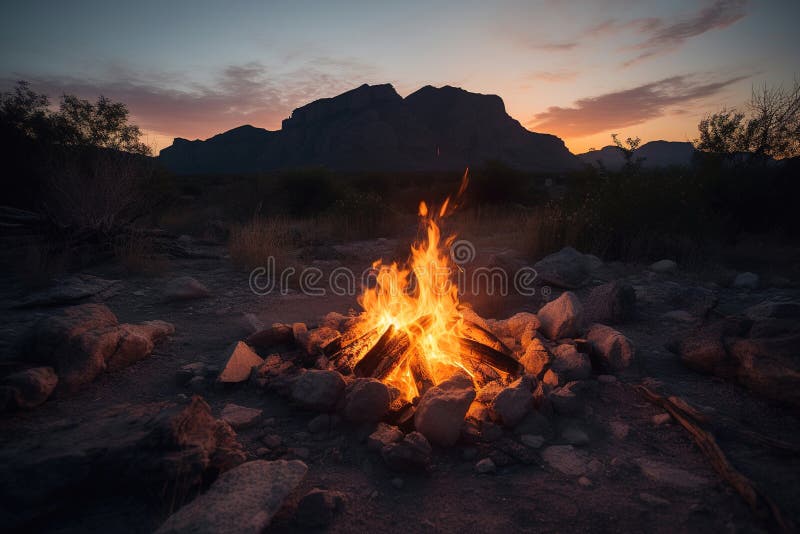 Close-up Photo of Campfire with Beautiful Nature View. Generative Ai ...