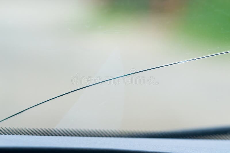 .close-up Photo of a Cracked Windscreen, View from Inside of the Car ...
