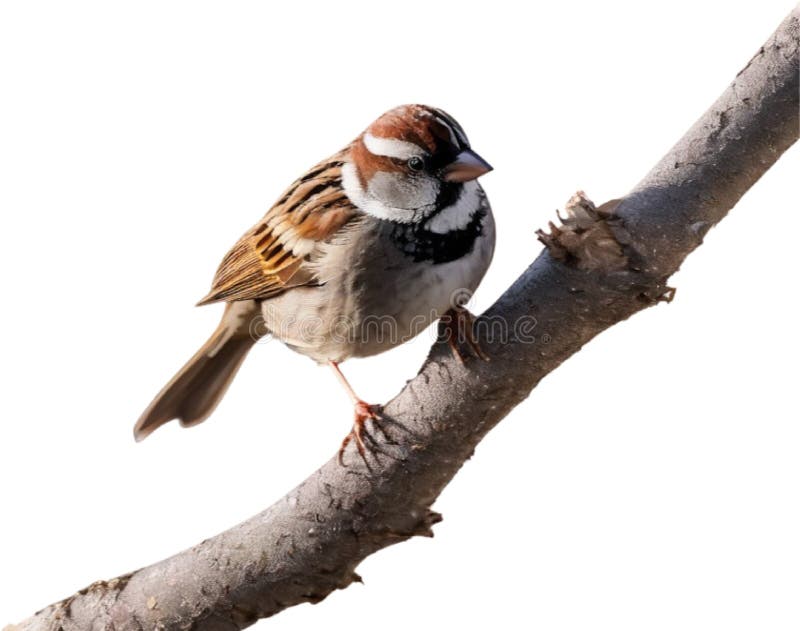Close Up Cute Sparrow Bird in Warm Spring Time on Cherry Blossom Tree ...