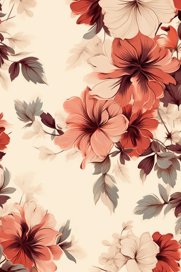 White and Red Flower Pattern on White Background Stock Illustration ...