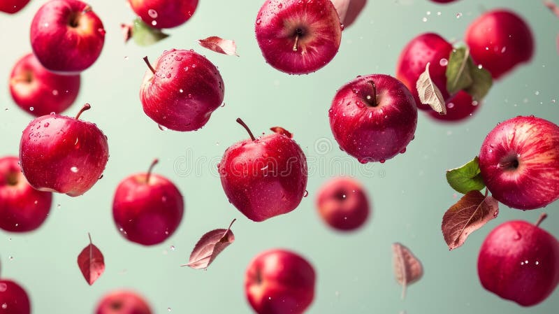 Close Up Photo of Flying Apple Pattern Stock Photo - Image of crisp ...