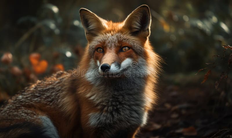 Close Up Photo of Fox on Blurry Green Forest Background. Generative AI ...