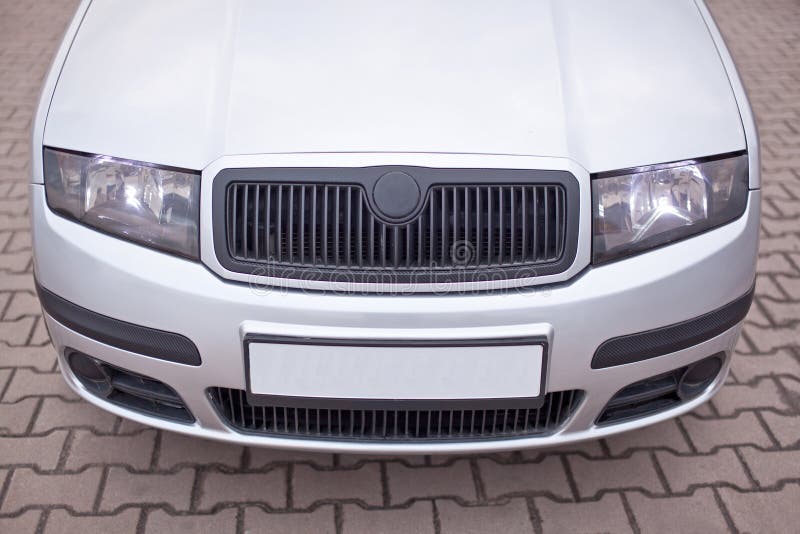Close-up Photo of Front Part the Silver Car Stock Photo - Image of ...