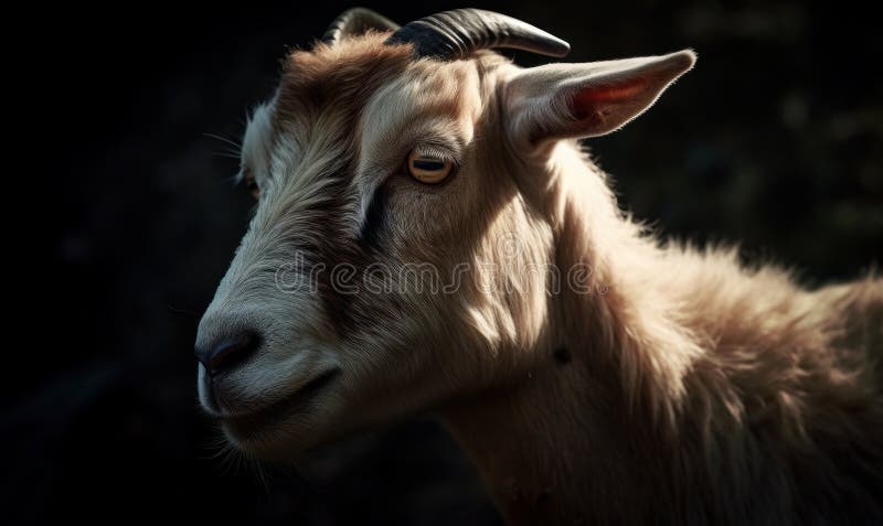 Close Up Photo of Goat on Black Background. Generative AI Stock ...