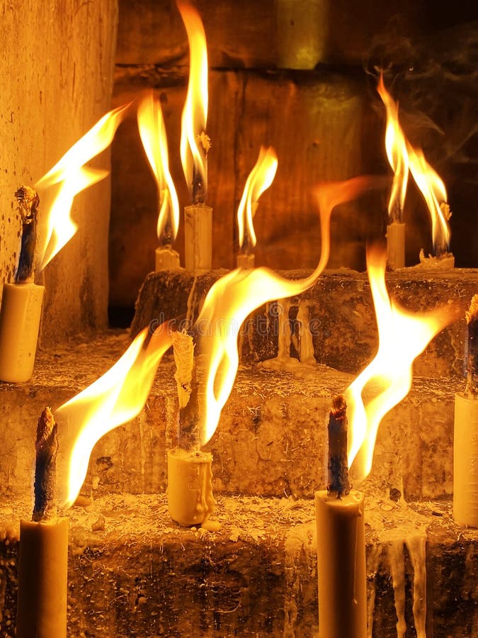 Close Up Photo of Group Candlelight in the Dark, Close Up of Burning ...