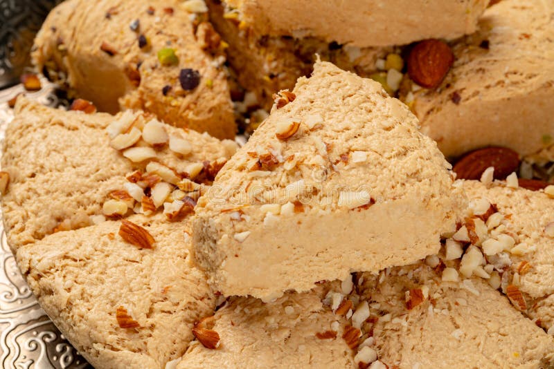 Close Up Photo of Halva Dessert on Silver Plate Stock Photo - Image of ...