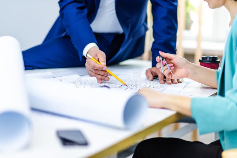 Close Up Photo of Hands Working with Papers at Office. Stock Photo ...