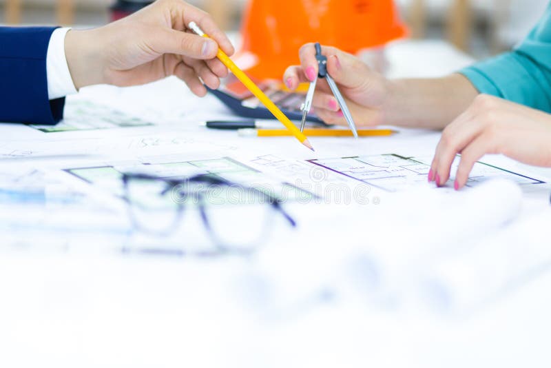 Close Up Photo of Hands Working with Papers at Office. Stock Image ...