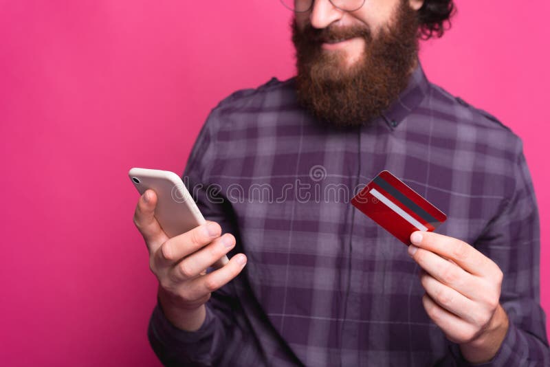 Close Up Photo of Happy Man Using Internet Web Banking, Online Shopping ...