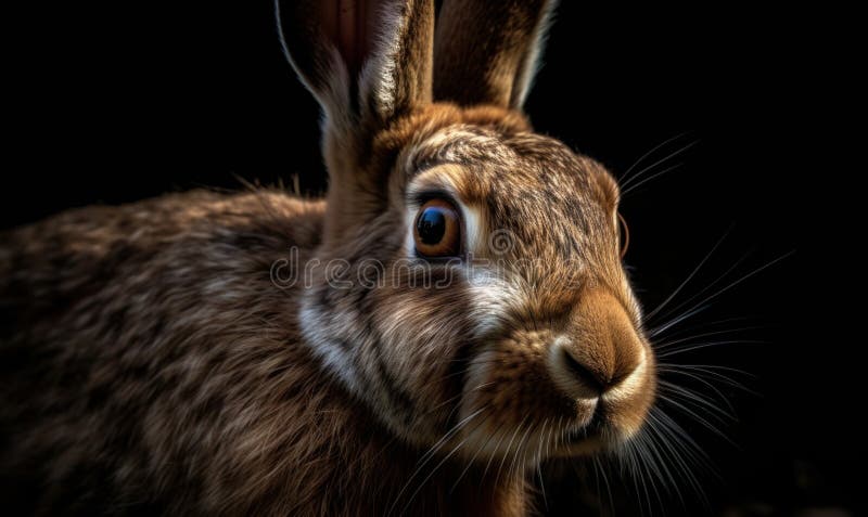 Close Up Photo of Hare Genus Lepus on Black Background. Generative AI ...