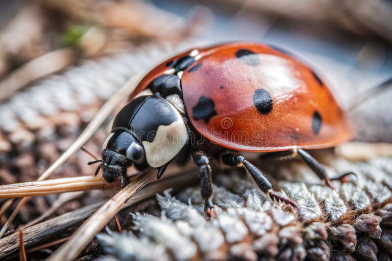Close Up Photo of a Ladybug with Red Shell and Black Spots Stock ...