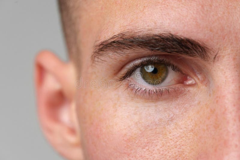 Close Up of Mans Face with Hazel Eyes Stock Image - Image of skin ...