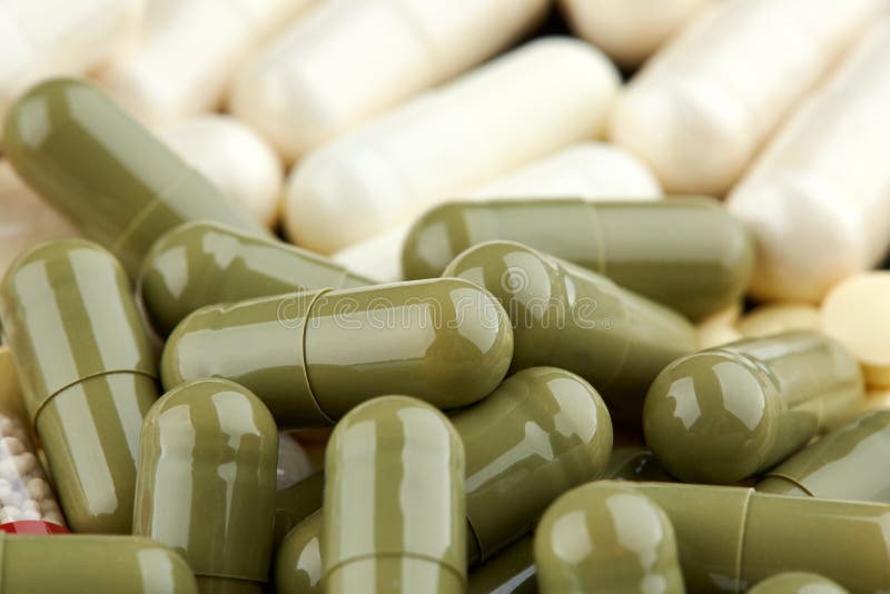 Close-up Photo of Many Green and White Capsules Stock Image - Image of ...