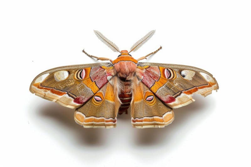 Close-up Photo of a Moth on a White Background Stock Illustration ...