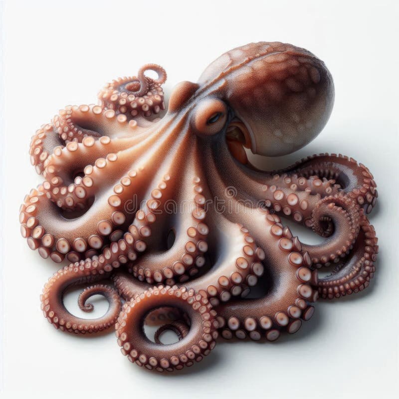 Close-up Photo of an Octopus on a White Background Stock Illustration ...
