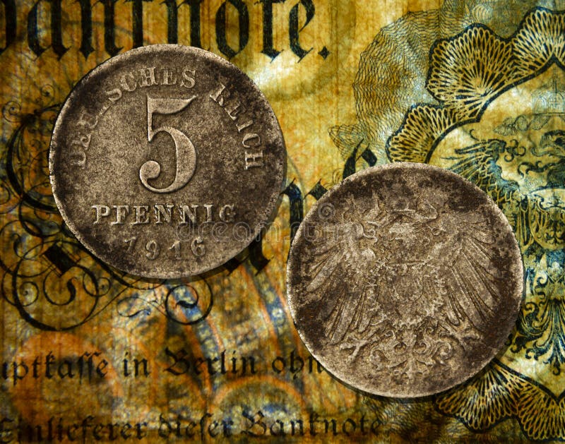 Close-up Photo of an Old German Mark, Five Pfennig Coin from 1916 Stock ...