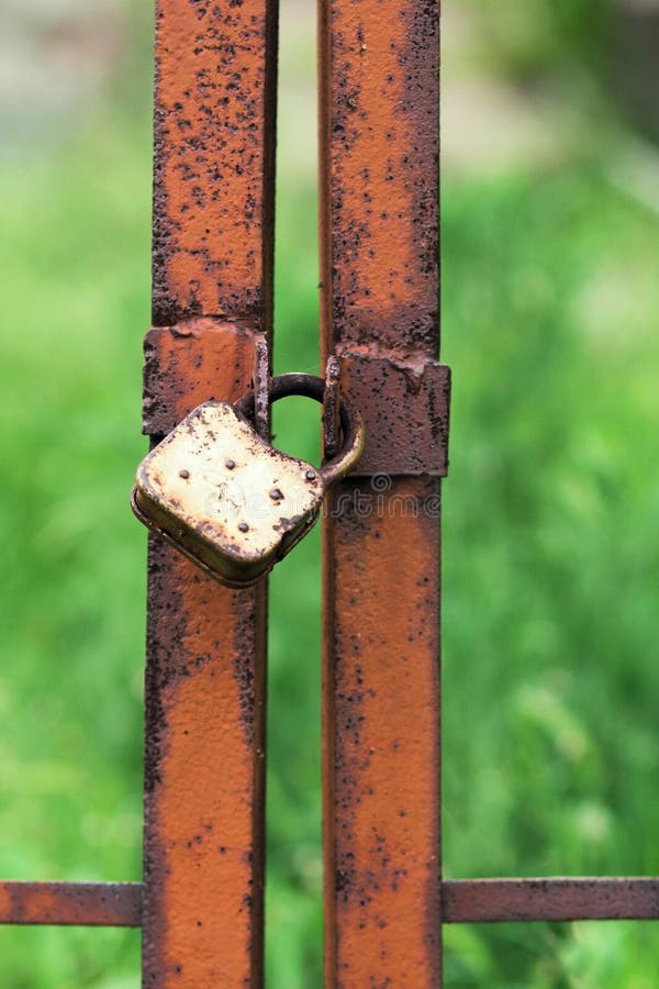 Close Up Photo of an Old Lock on the Gate Stock Photo - Image of symbol ...