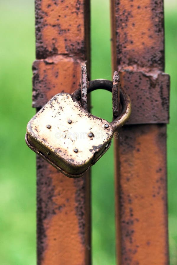 Close Up Photo of an Old Lock on the Gate Stock Photo - Image of symbol ...