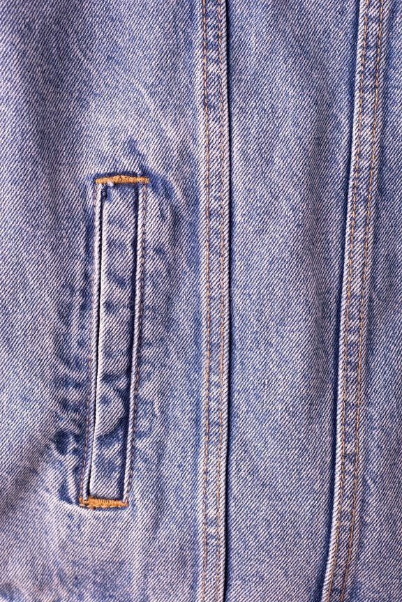 A Close-up Photo of One Element of a Common Denim Jacket. Stock Photo ...