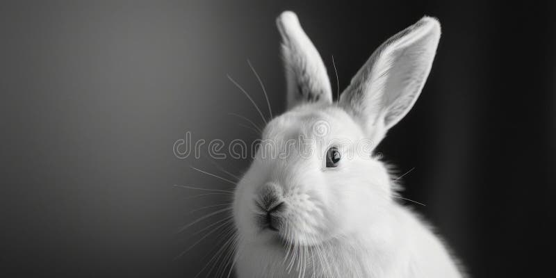 Close Up Photo of a Rabbit in Black and White, Suitable for Various ...
