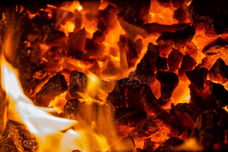 Close Up Photo on Red Coals in Bonfire Stock Photo - Image of beautiful ...