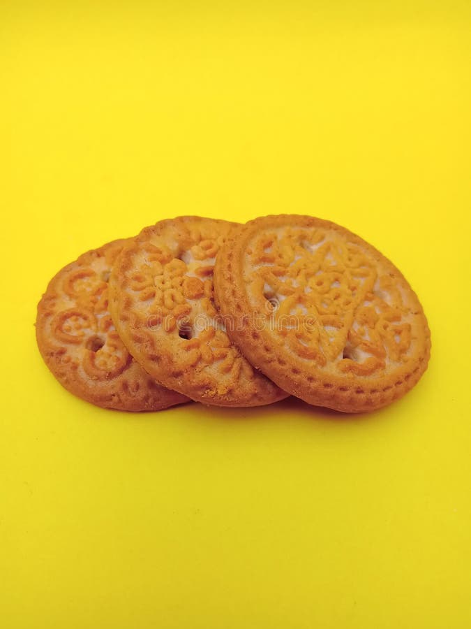 Biscuits with Unique Texture and Yellow Background Stock Photo - Image ...