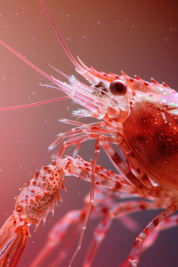 A Close-up Photo of a Shrimp Sitting on a Bright Pink Background Stock ...