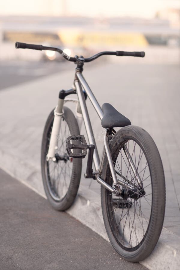 Close-up Photo of Silver Bike on the Road Stock Photo - Image of handle ...