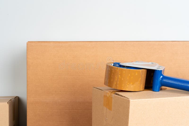 Stack of moving boxes stock photo. Image of space, brown - 56151062
