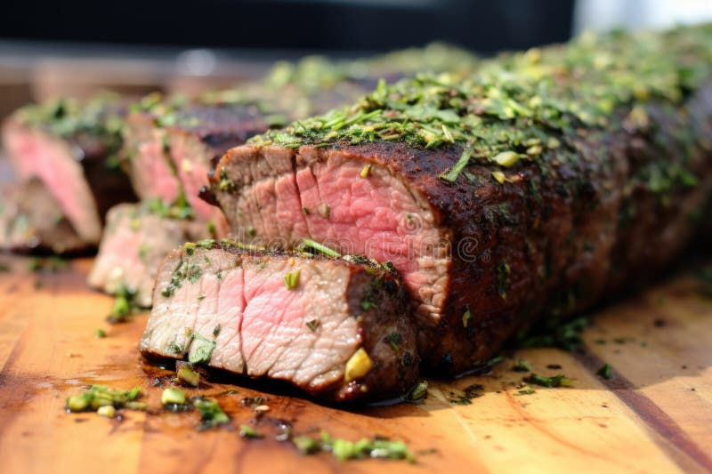 Close-up Photo of Steak Edge Showing Thick Herb Rub Layer Stock ...