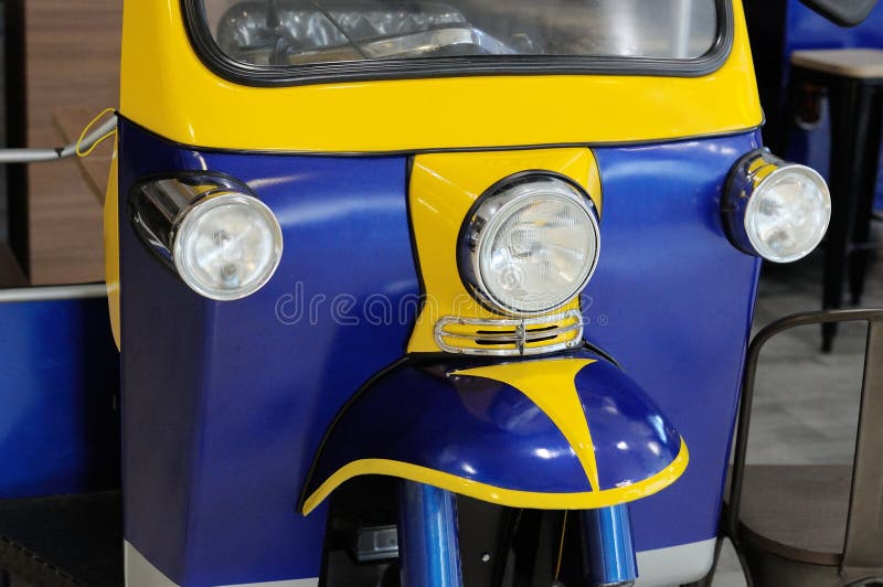 A Close Up Photo Taken on the Front of a Blue Painted Auto Rickshaw ...