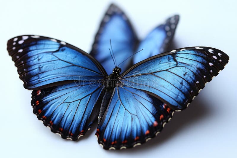 Close-up Photo of Two Blue Butterflies on a White Surface Stock Photo ...