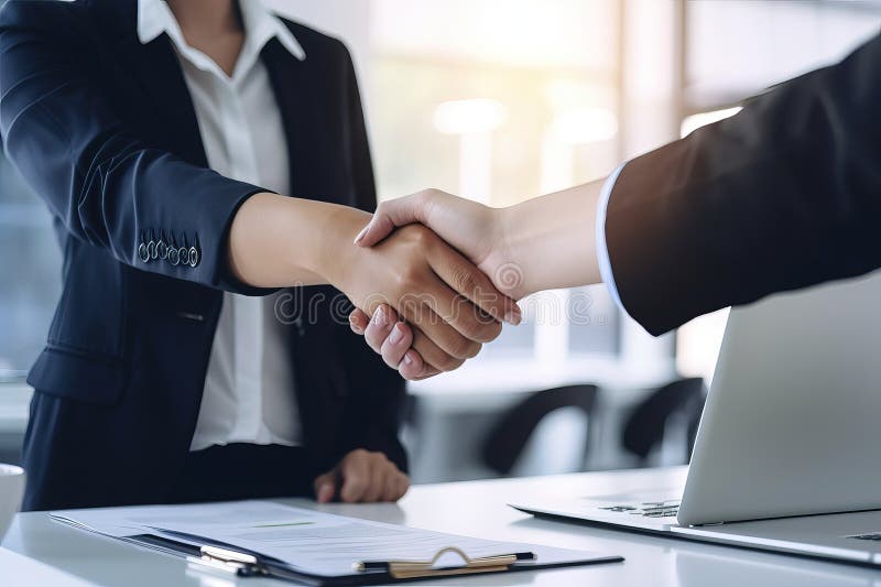 Close-up Photo of Two Businesspersons Handshake in a Bright Office ...