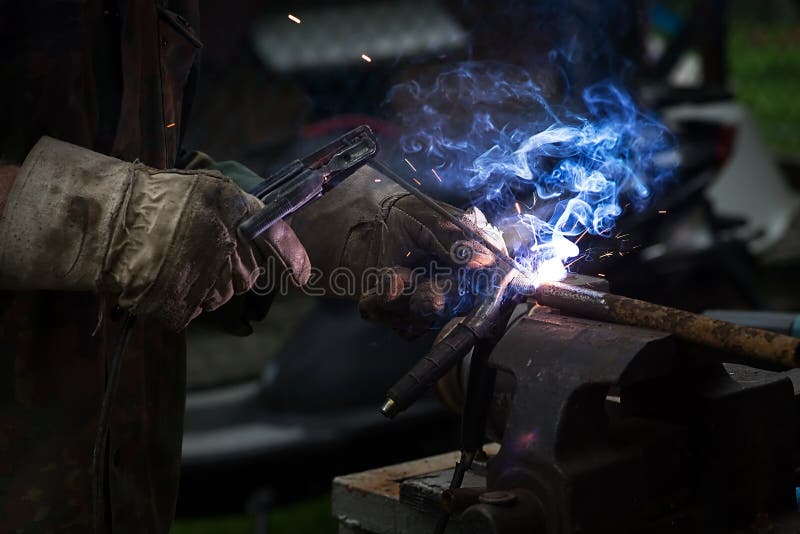 Close Up Photo of Welding, Welder at Works. Stock Image - Image of ...