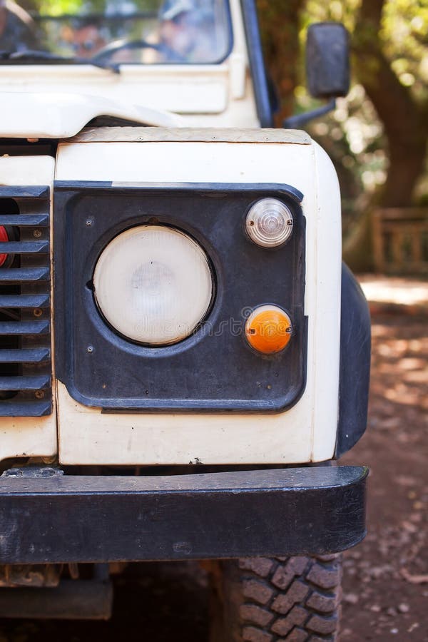 Close-up Photo of White Old Suv at the Off-road Stock Image - Image of ...