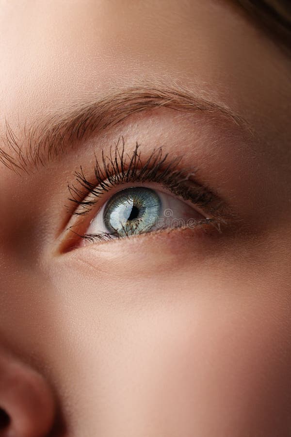 Close Up of Young Female Blue Eye Stock Image - Image of closeup, face ...