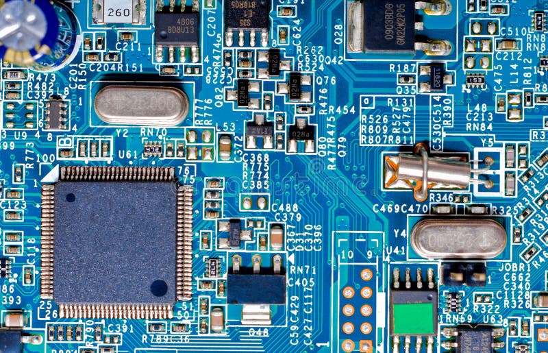 Close-up Photograph of a Blue Circuit Board Stock Image - Image of ...