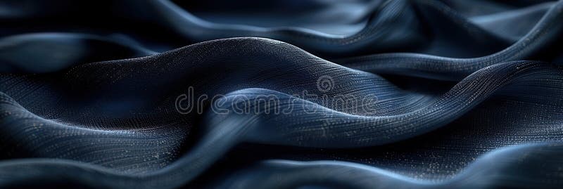 Closeup of Deep Blue Fabric Draped in Soft Waves Stock Image - Image of ...