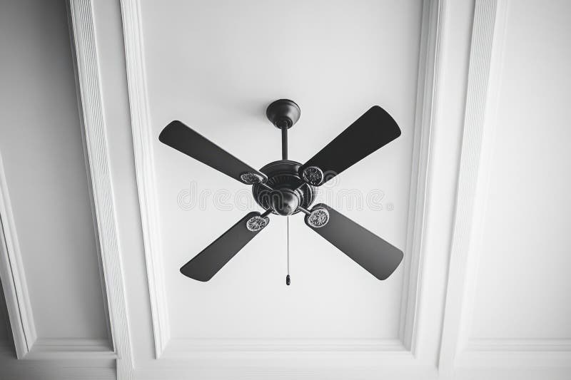 A Close-up Photograph of a Ceiling Fan in Monochrome, Suitable for Use ...