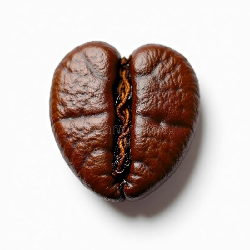 Close-up Photograph of a Halved, Roasted Coffee Bean Showcasing Its ...