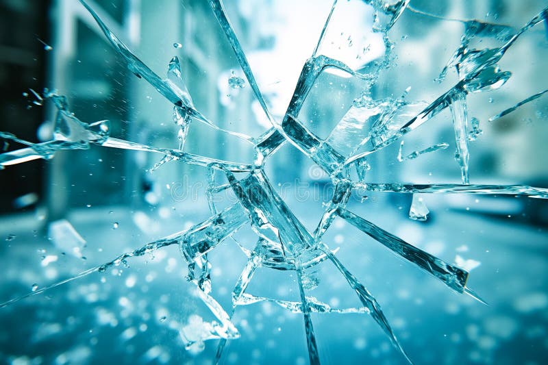A Broken Glass Window with Water Splashing Out of it Stock Photo ...