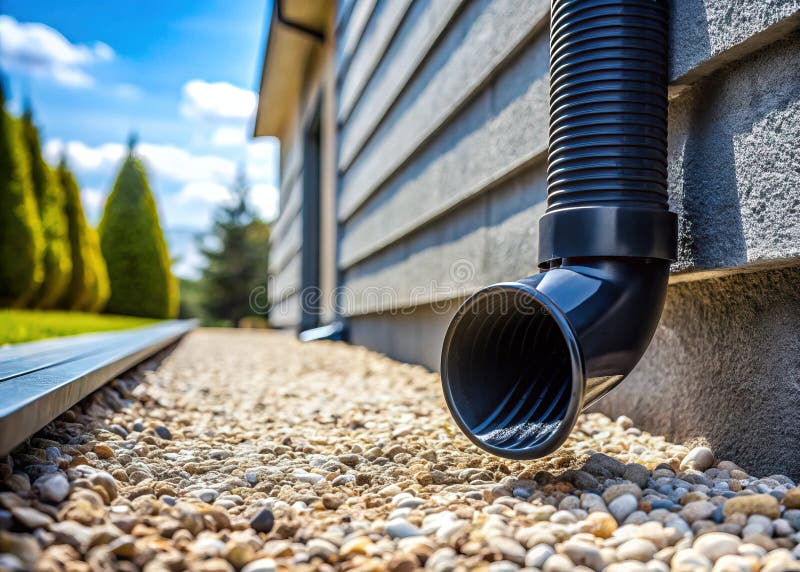 Efficient Rainwater Drainage System a CloseUp Look at a Black Gutter ...