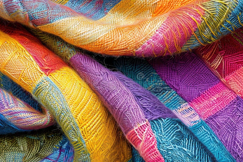 Close Up of a Multi Colored Blanket Stock Illustration - Illustration ...