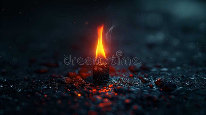 A Single Flame Burning Brightly on a Dark Night Stock Photo - Image of ...