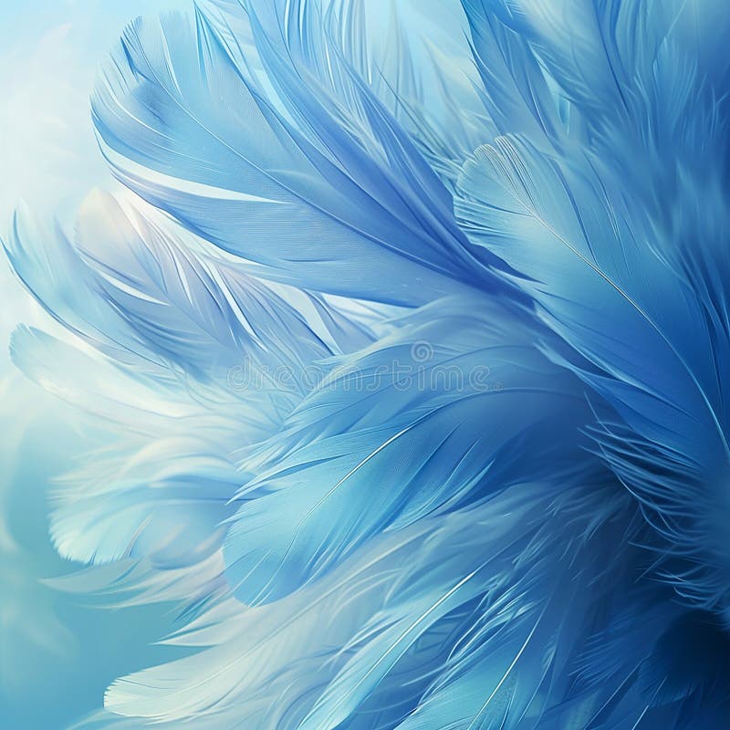 Close Up of Soft Blue Feathers Against a Light Background Generated ...