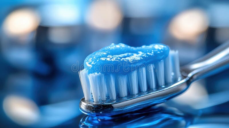 A Close-up Photograph of Toothpaste on a Toothbrush, GenerativeAi Stock ...