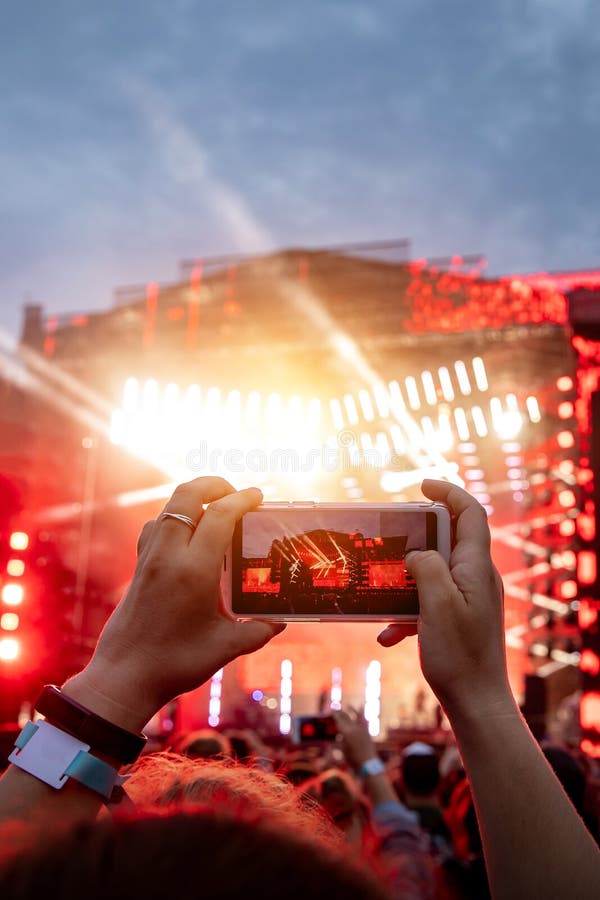 Close Up of Recording Video with Smartphone during a Concert Stock ...