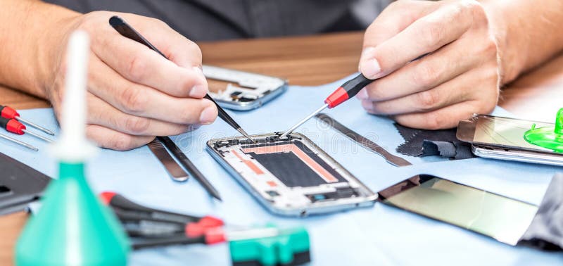 Process of Mobile Phone Repair. Stock Image - Image of communication ...