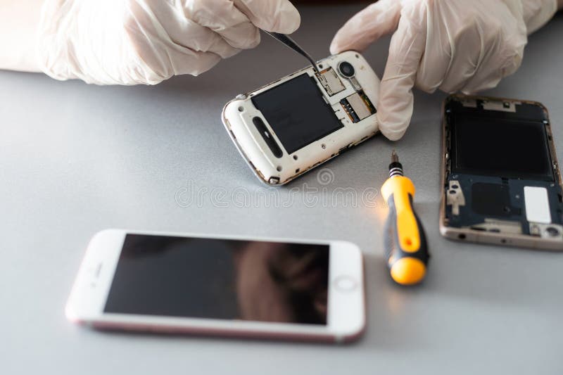 Close-up Photos Showing Process of Mobile Phone Repair Stock Image ...